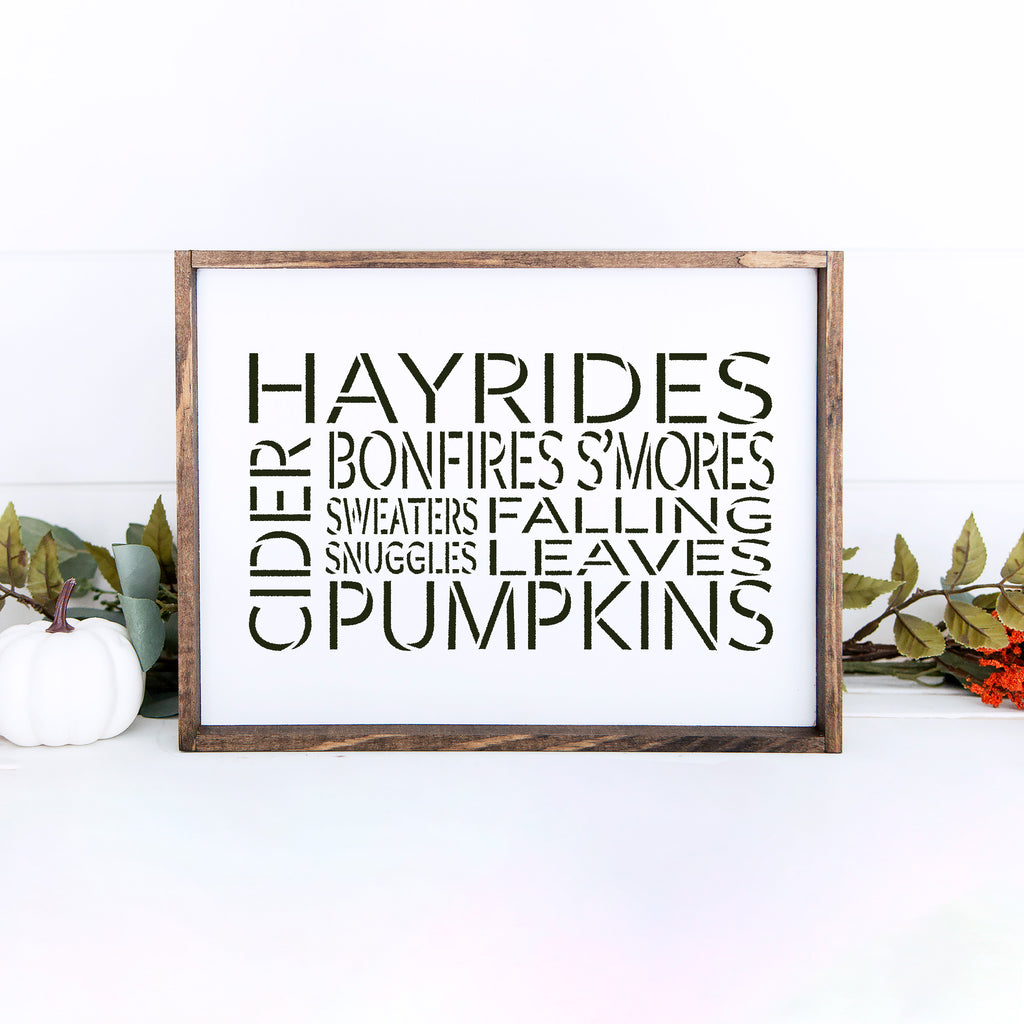 Fall Fun Hayrides Pumpkins Stencils - Stencil Revolution
