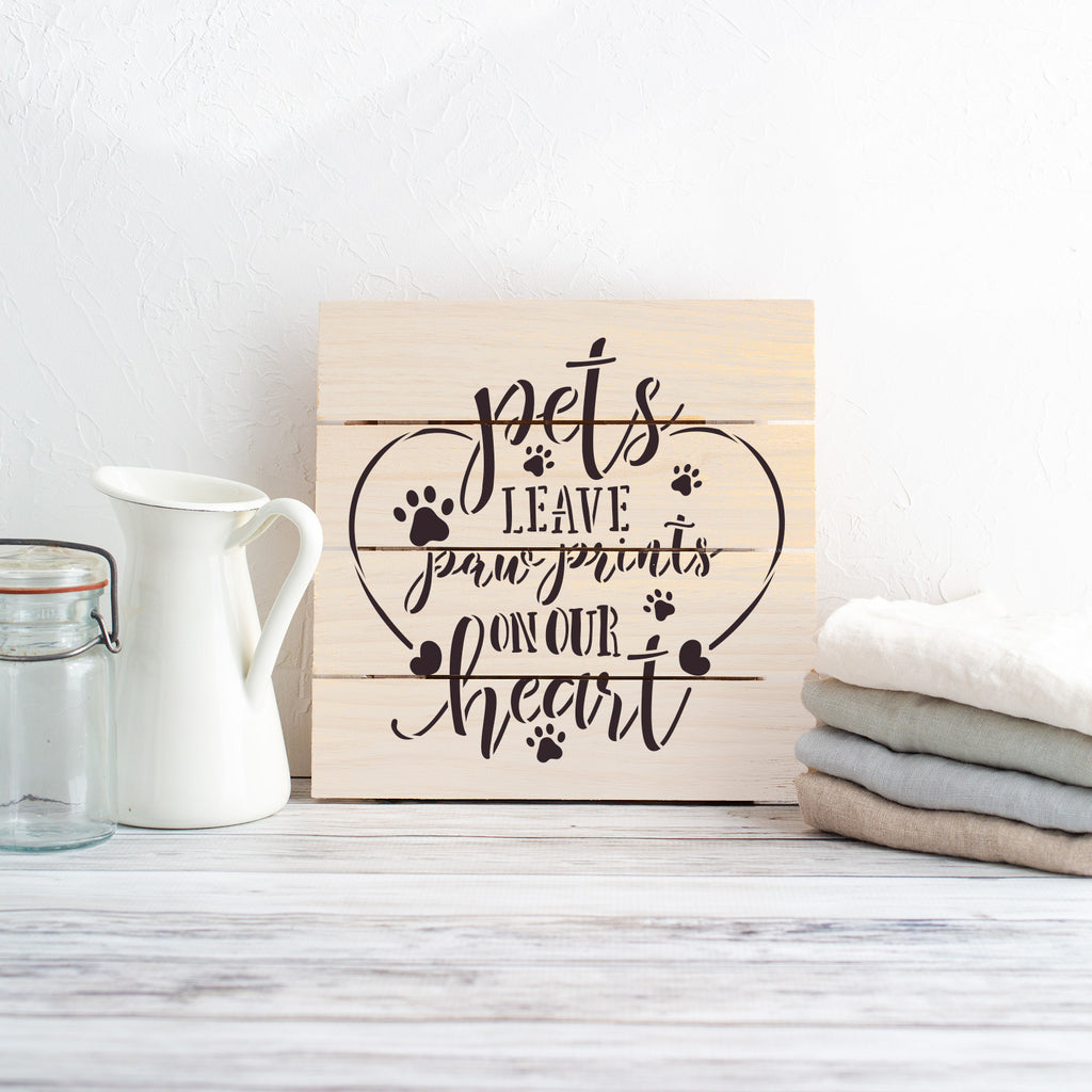 Pet Leave Paw Prints On Our Heart Stencils - Stencil Revolution