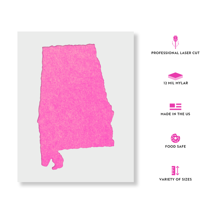 Alabama State Stencil, Reusable stencil for Alabama fans