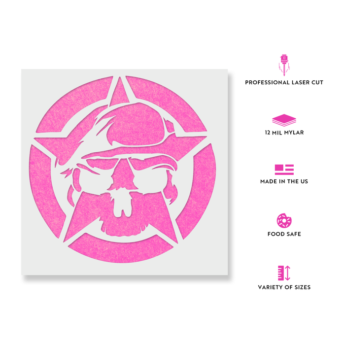 Army Ranger Skull Military Star Stencils - Stencil Revolution