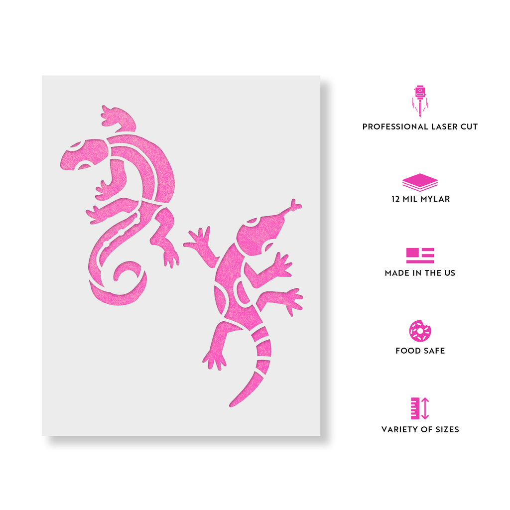 Aztec Lizards Stencil - Reusable Aztec Stencils in Large & Small Sizes