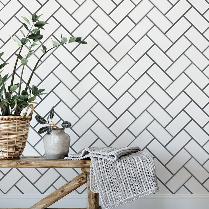 Basic Brick Angle Pattern Wall Stencils - Stencil Revolution