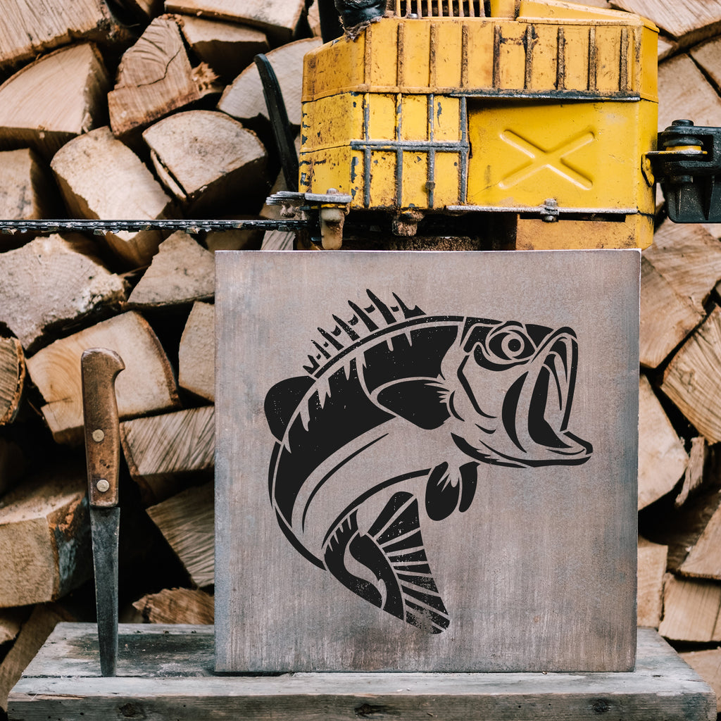 Bass Fish Stencil - Easy to use largemouth bass stencils for diy