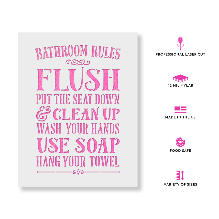 Bathroom Rules Bathroom Sign Stencils - Stencil Revolution