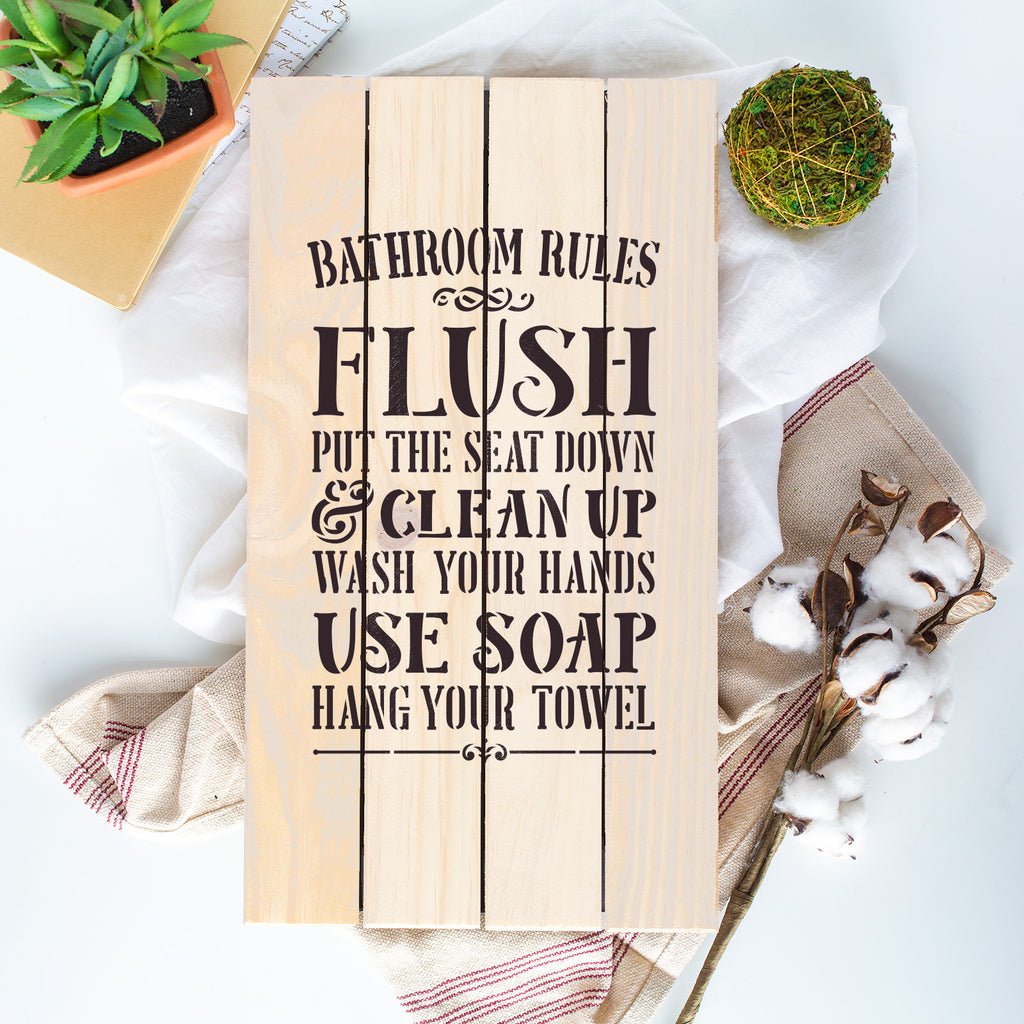 Bathroom Rules Bathroom Sign Stencils - Stencil Revolution
