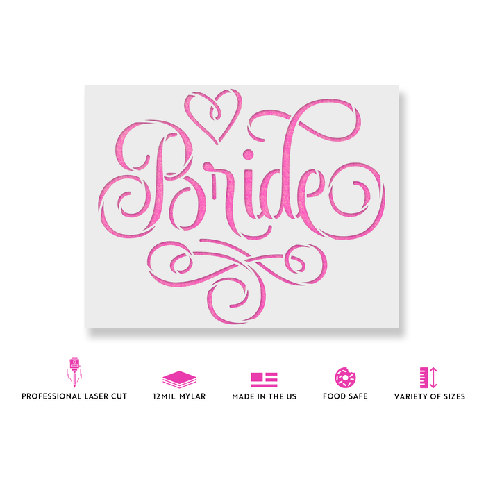 Bride Wedding Label Stencil