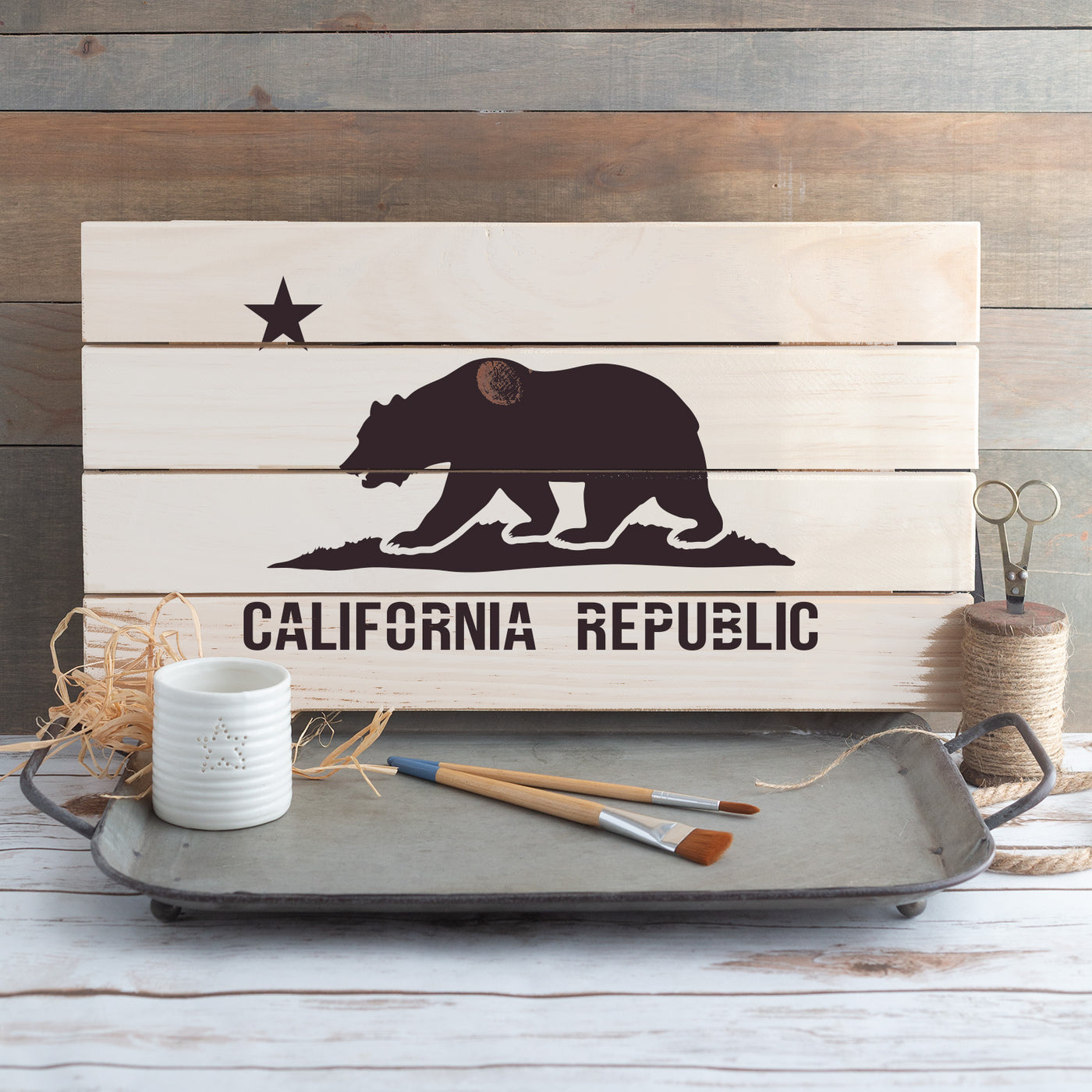 California Flag Stencil - California Bear Stencil for DIY Flags