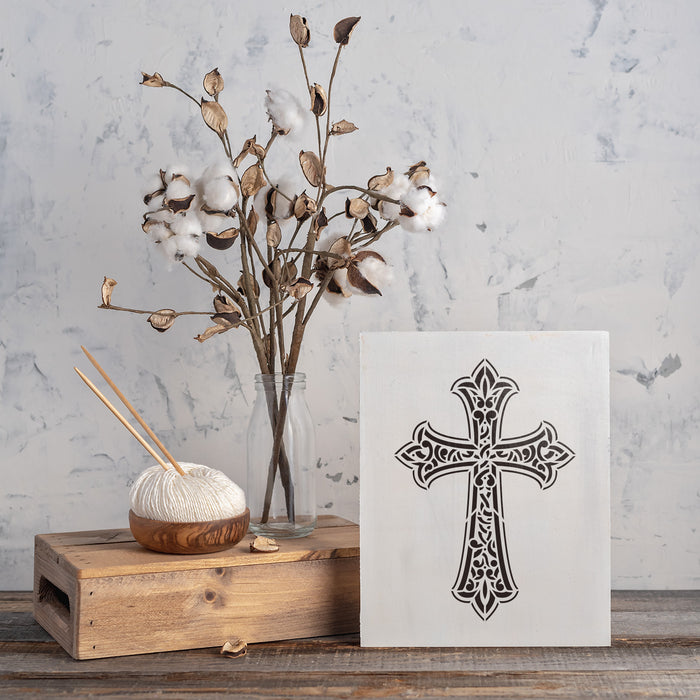 Cross Stencil Design for Crafting - Detailed Laser Cut Stencil