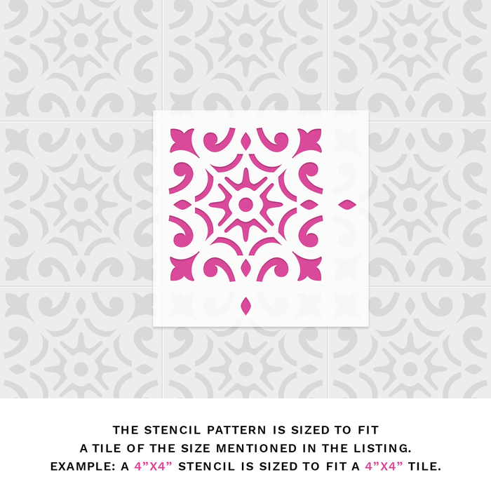 Daphne Tile Stencil - Create a Faux Tile Backsplash Design with Stencils
