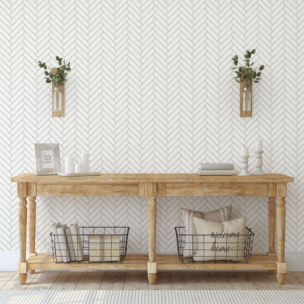 Diagonal Herringbone Tile Pattern Wall Stencils - Stencil Revolution