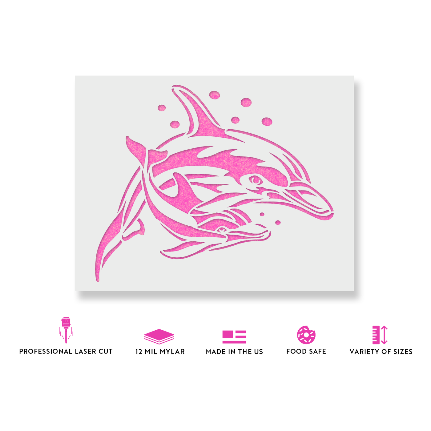 Dolphins Stencil, Large size dolphin stencil available