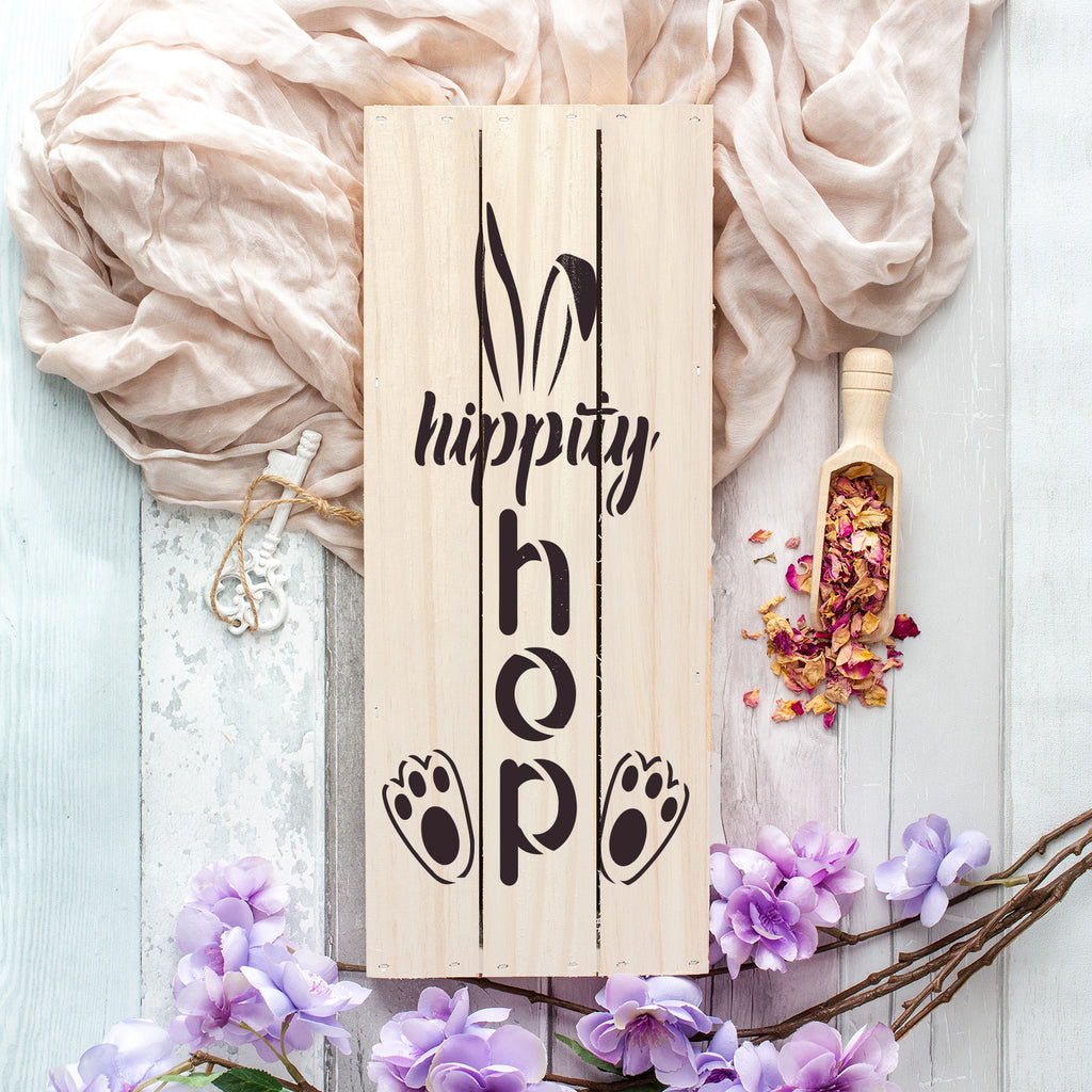 Easter Hippity Hop Bunny Sign Stencils - Stencil Revolution