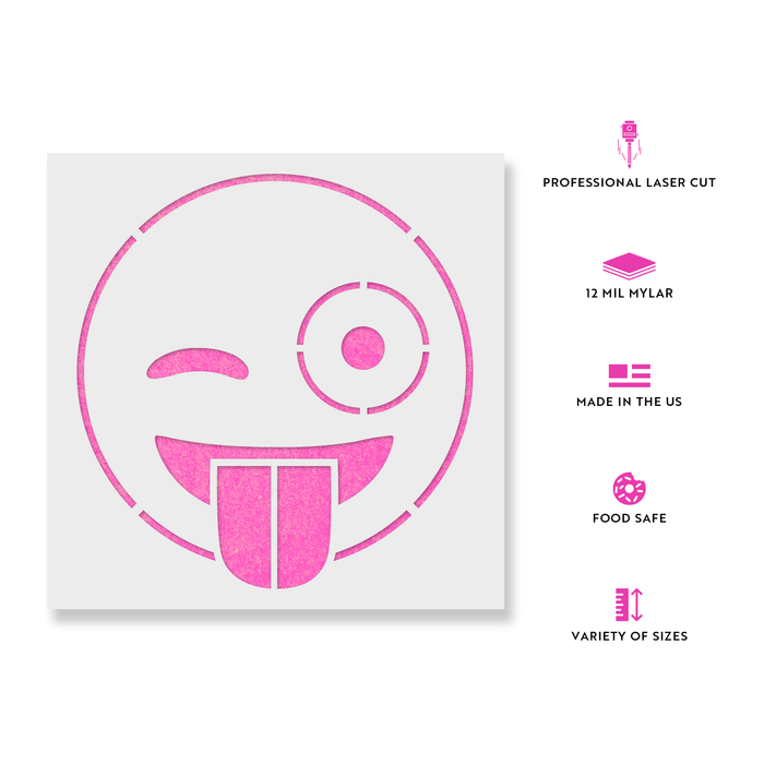 Emoji Winking Tongue Out Stencils - Stencil Revolution