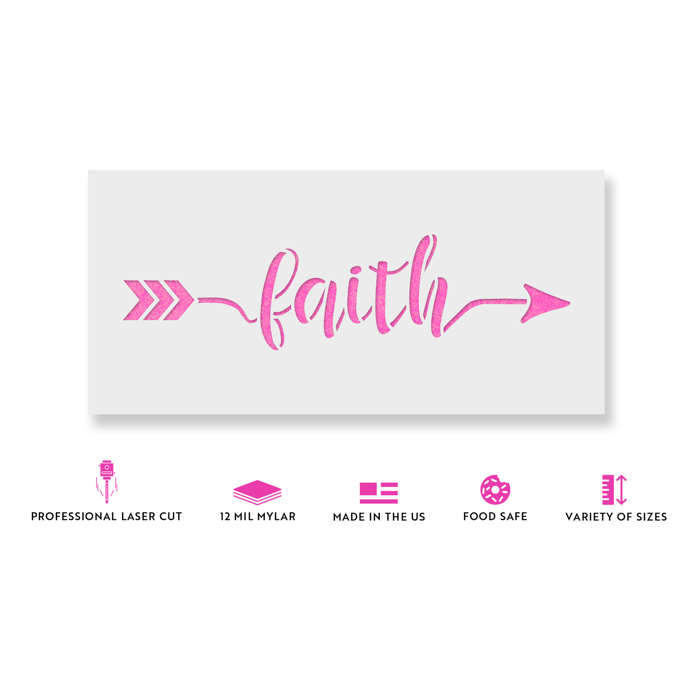 Faith Arrow Stencil, Reusable template for painting