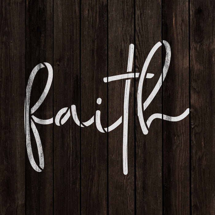 Faith Script Stencil – Diy stencil for signs of the word “faith” in script