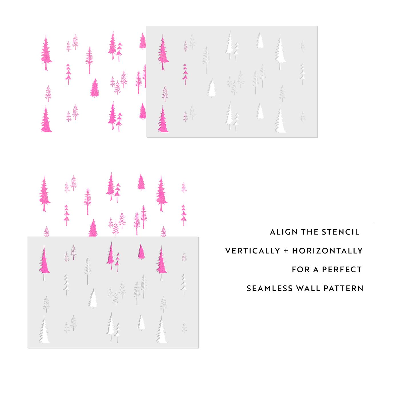 Fir Tree Forest Pattern Wall Stencils - Stencil Revolution