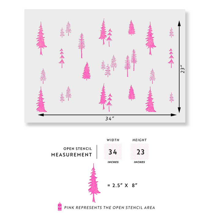 Fir Tree Forest Pattern Wall Stencils - Stencil Revolution