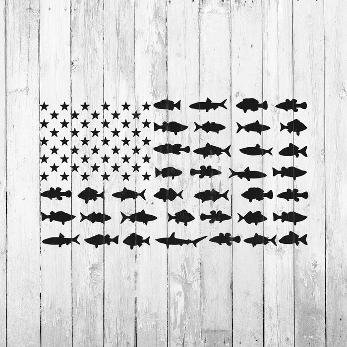 Fishing American Flag Stencils - Stencil Revolution