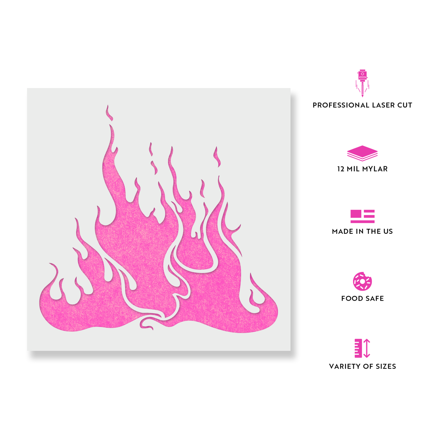 Flames Stencil Template of Fire Burning for DIY Crafts