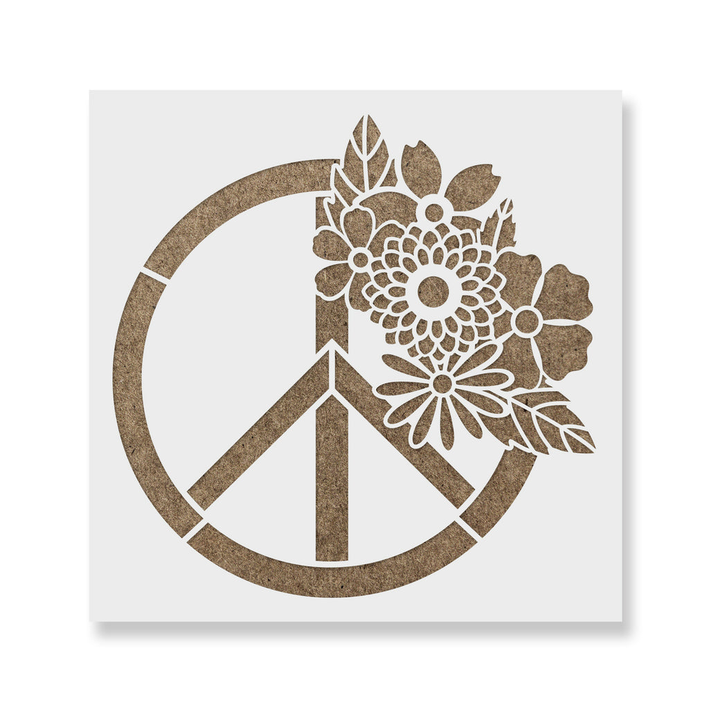 Floral Peace Sign Stencils - Stencil Revolution