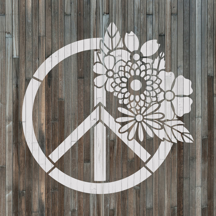 Floral Peace Sign Stencils - Stencil Revolution