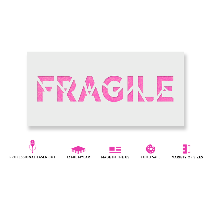 Fragile Word Broken Stencils - Stencil Revolution