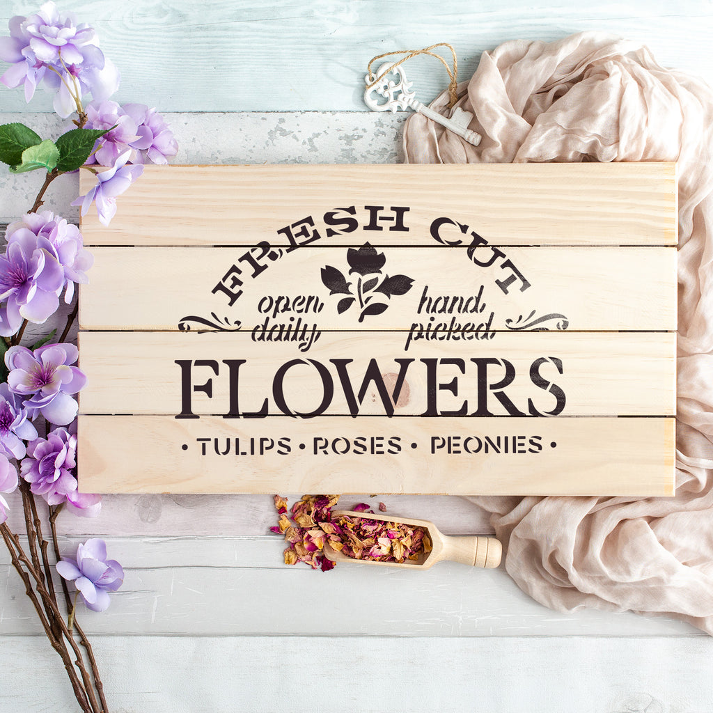 Fresh Cut Flowers Sign Stencils - Stencil Revolution