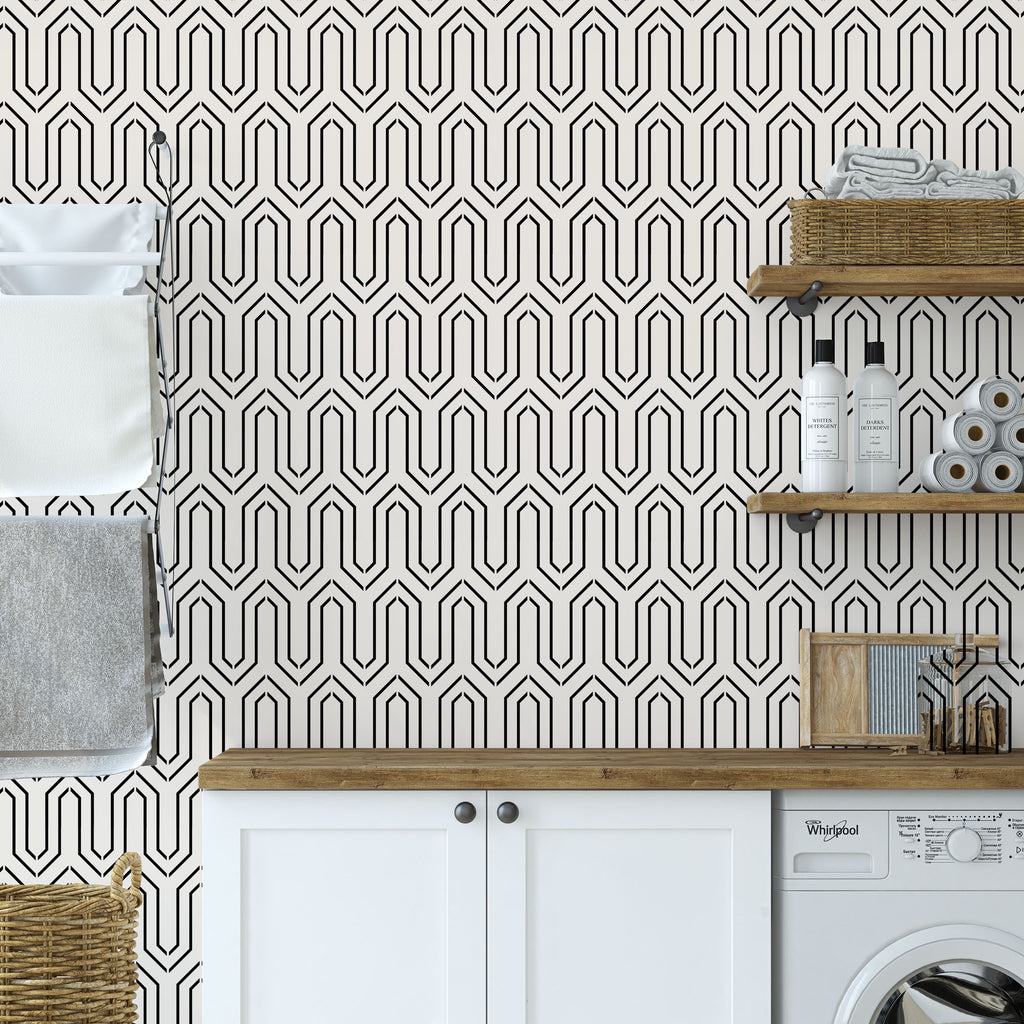 Geometric Hex Lines Pattern Wall Stencils - Stencil Revolution