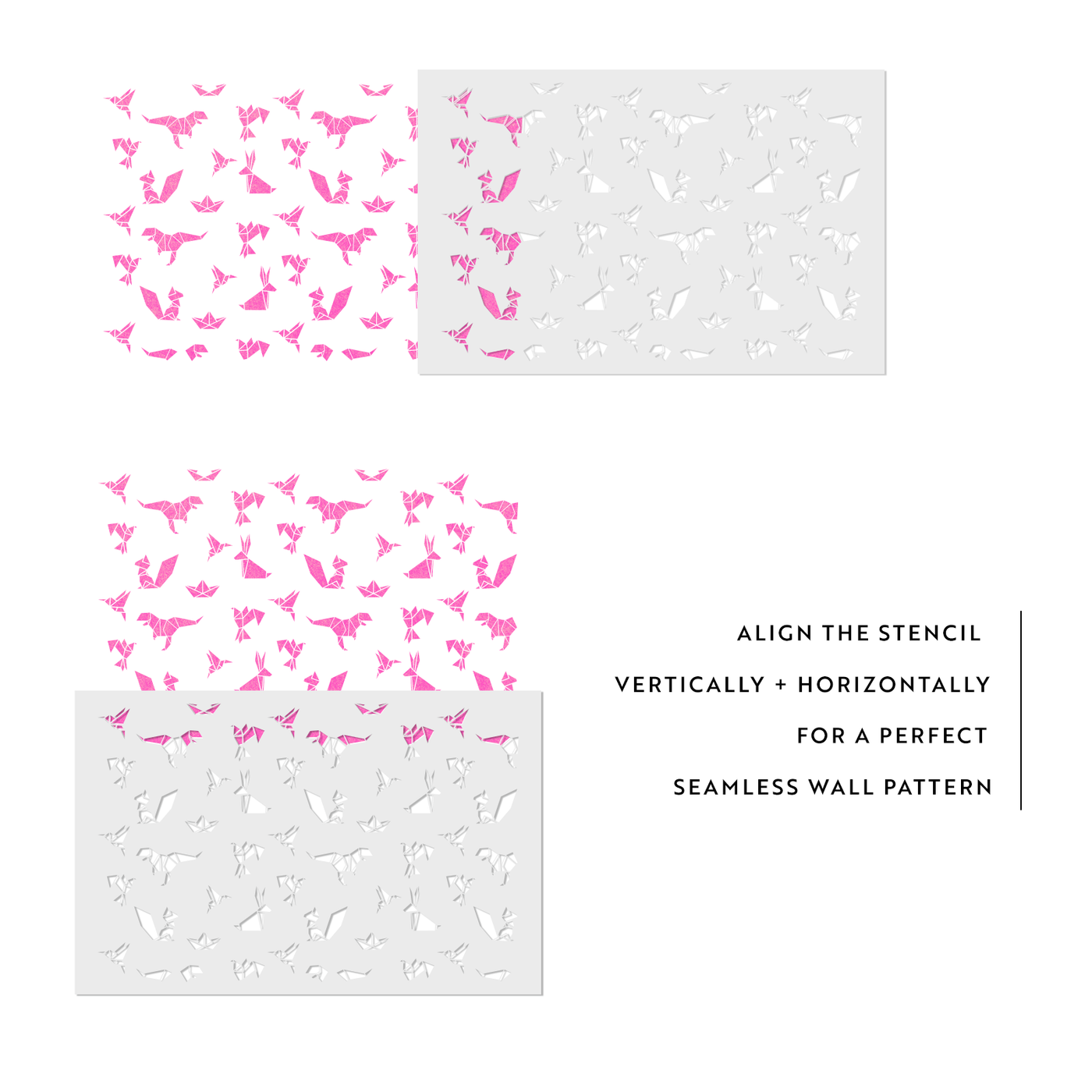 Geometric Origami Animals Pattern Wall Stencils - Stencil Revolution