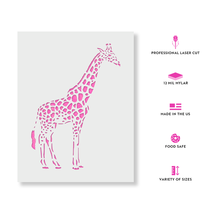 Giraffe Stencil Template - Outline of Giraffe Wildlife Design