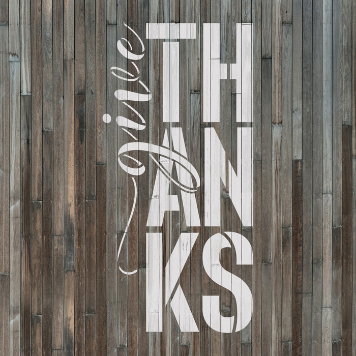 Give Thanks Vertical Script Stencils - Stencil Revolution