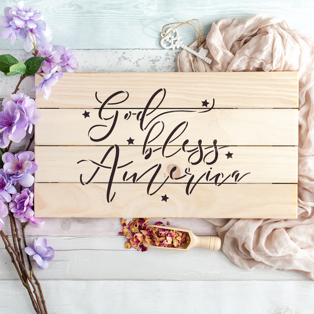 God Bless America Script Independence Stencils - Stencil Revolution