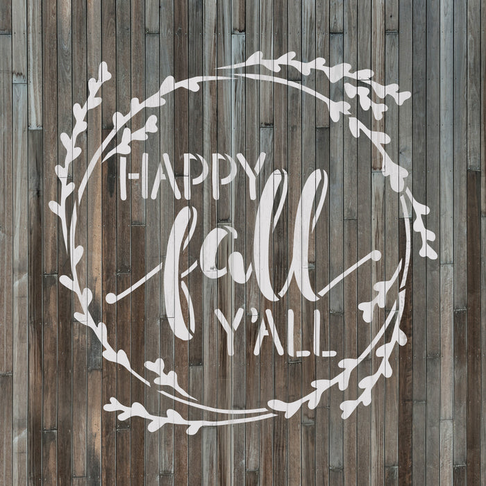 Happy Fall Yall Stencil Design - Mylar Stencil Great for Fall Wood Signs