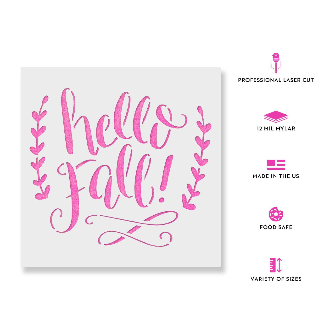 Hello Fall Stencil Template for Decor and Painting