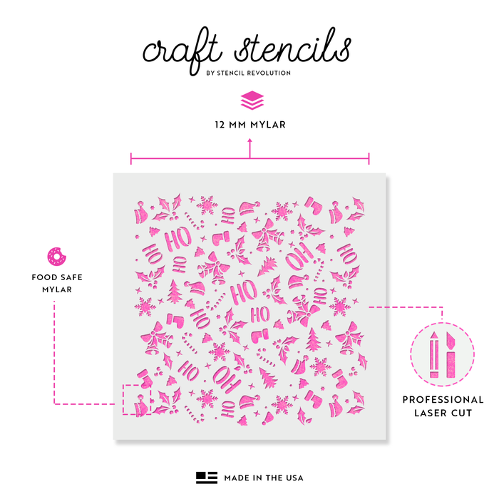 Holly Jolly Christmas Craft Stencils - Stencil Revolution