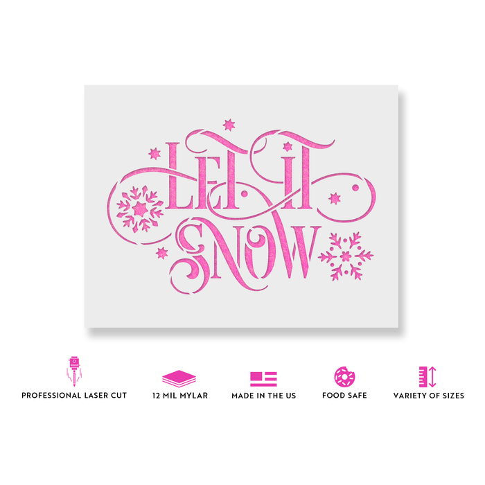 Let It Snow Stencil for Winter Crafts - Perfect Stencil for Wood Signs