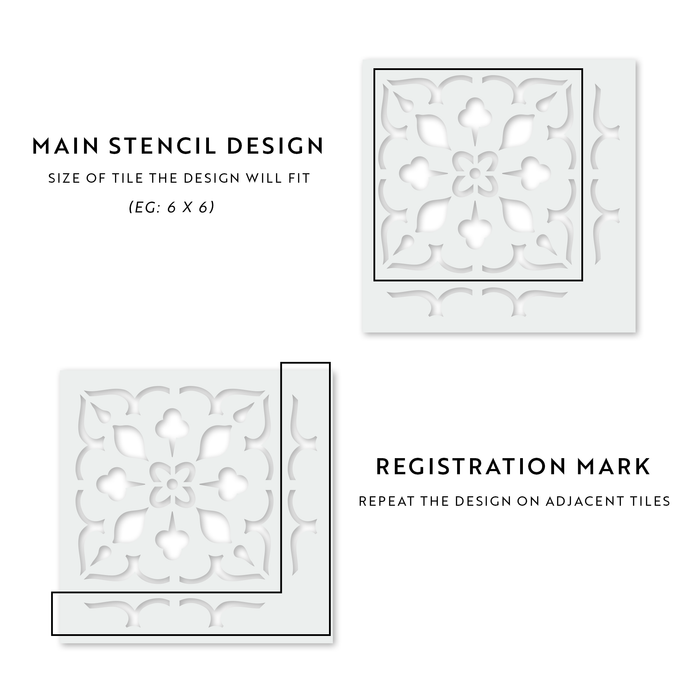 Lydia Tile Stencil - Multiple Sizes Available - Laser Cut in The USA