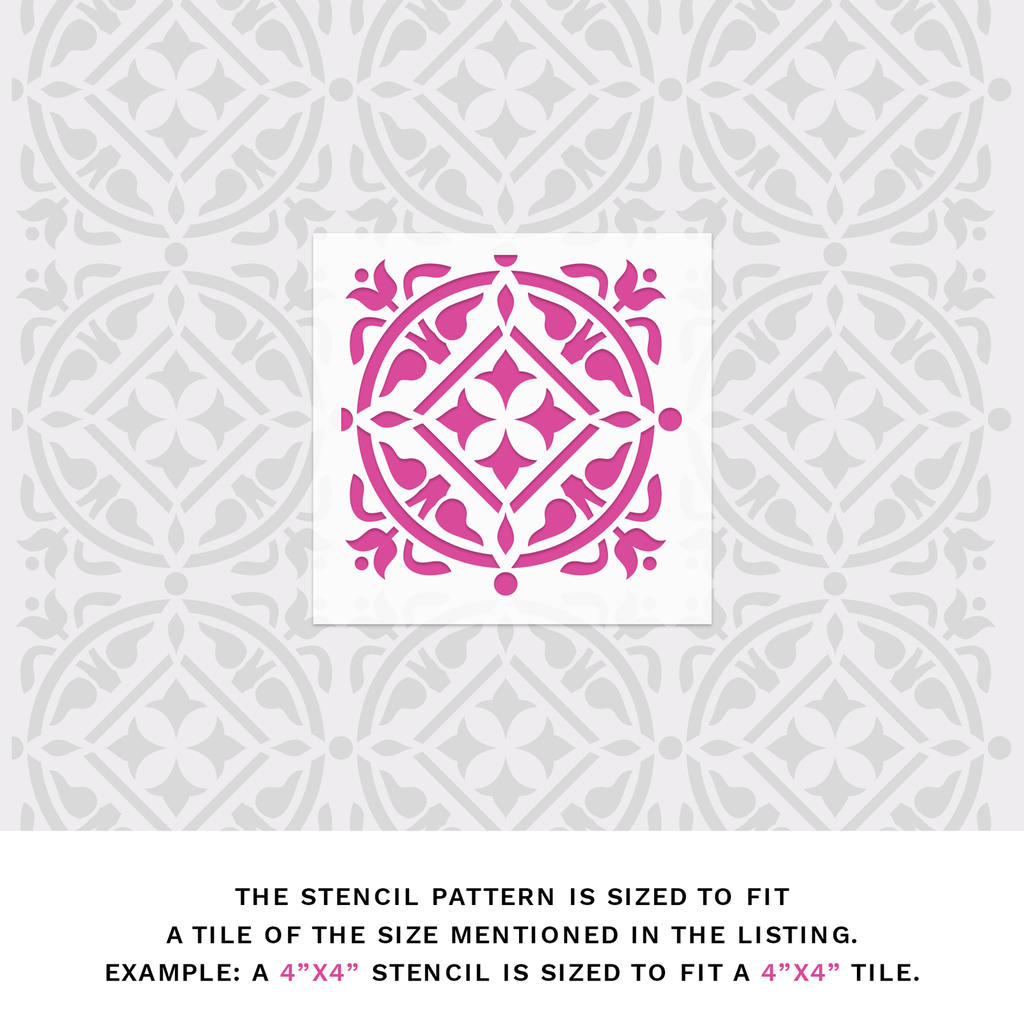 Maria Tile Stencil - 6X6, 8X8, 12X12, and 16X16 Sizes - Made In USA