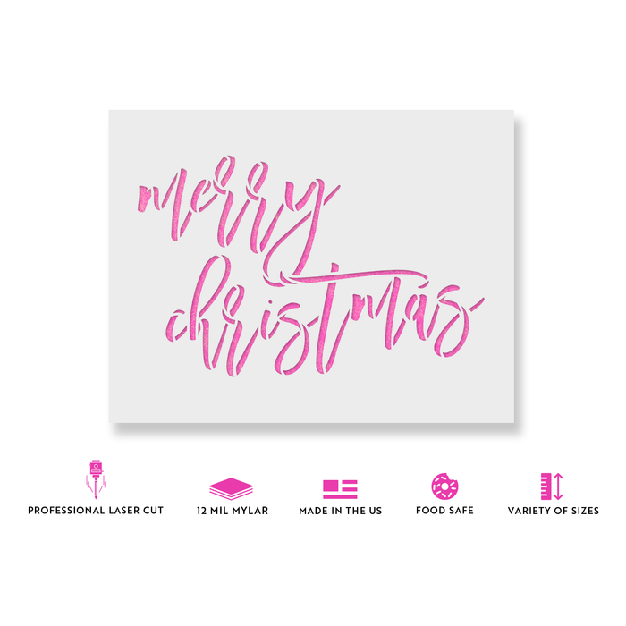 Merry Christmas Script Stencils - Stencil Revolution