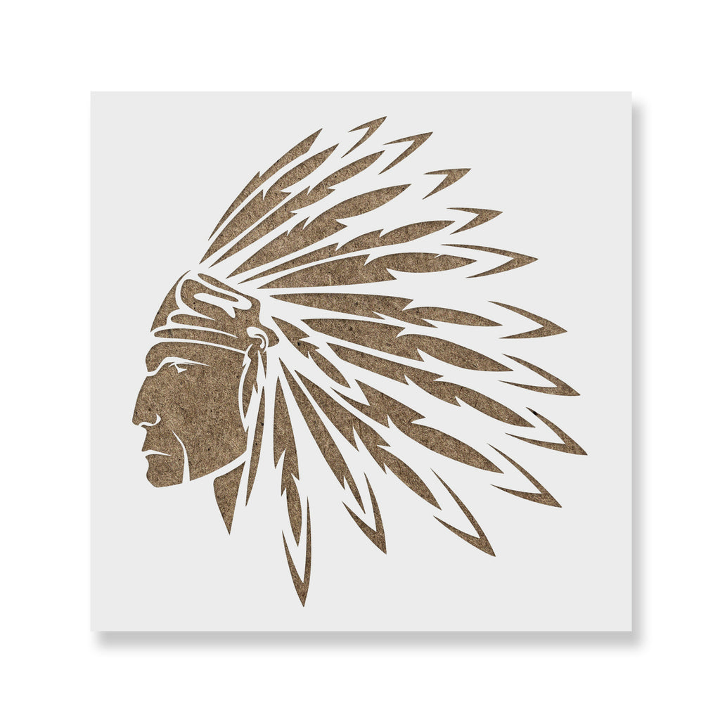 Native American Indian Stencil - Reusable Stencils in Large & Small Sizes
