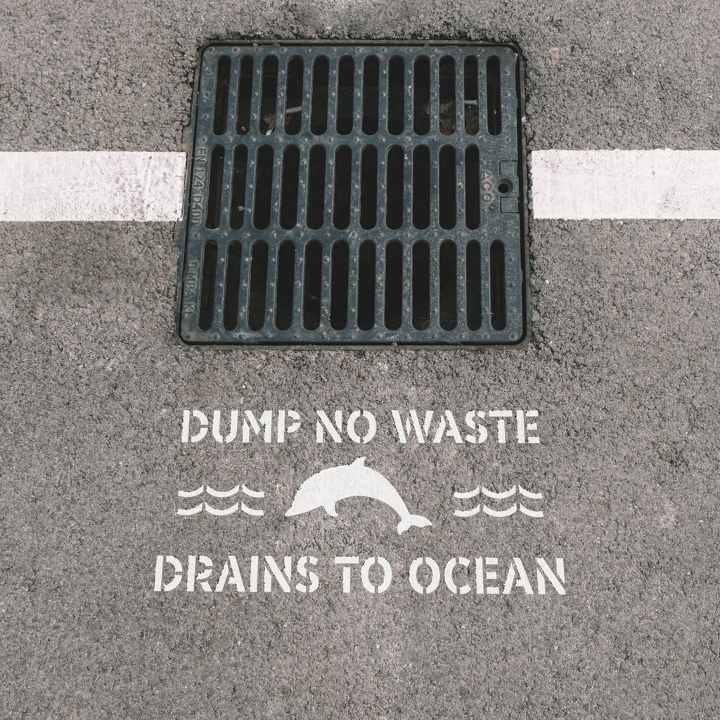 No Dumping Drains to Ocean Stencils - Stencil Revolution