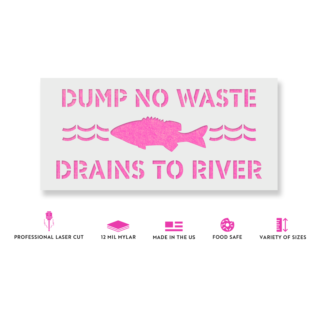 No Dumping Drains to River Stencils - Stencil Revolution