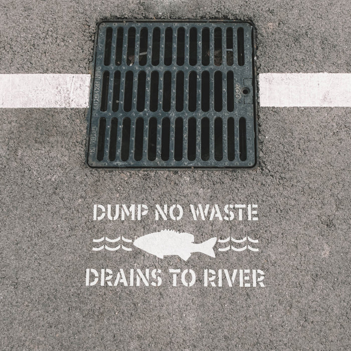 No Dumping Drains to River Stencils - Stencil Revolution