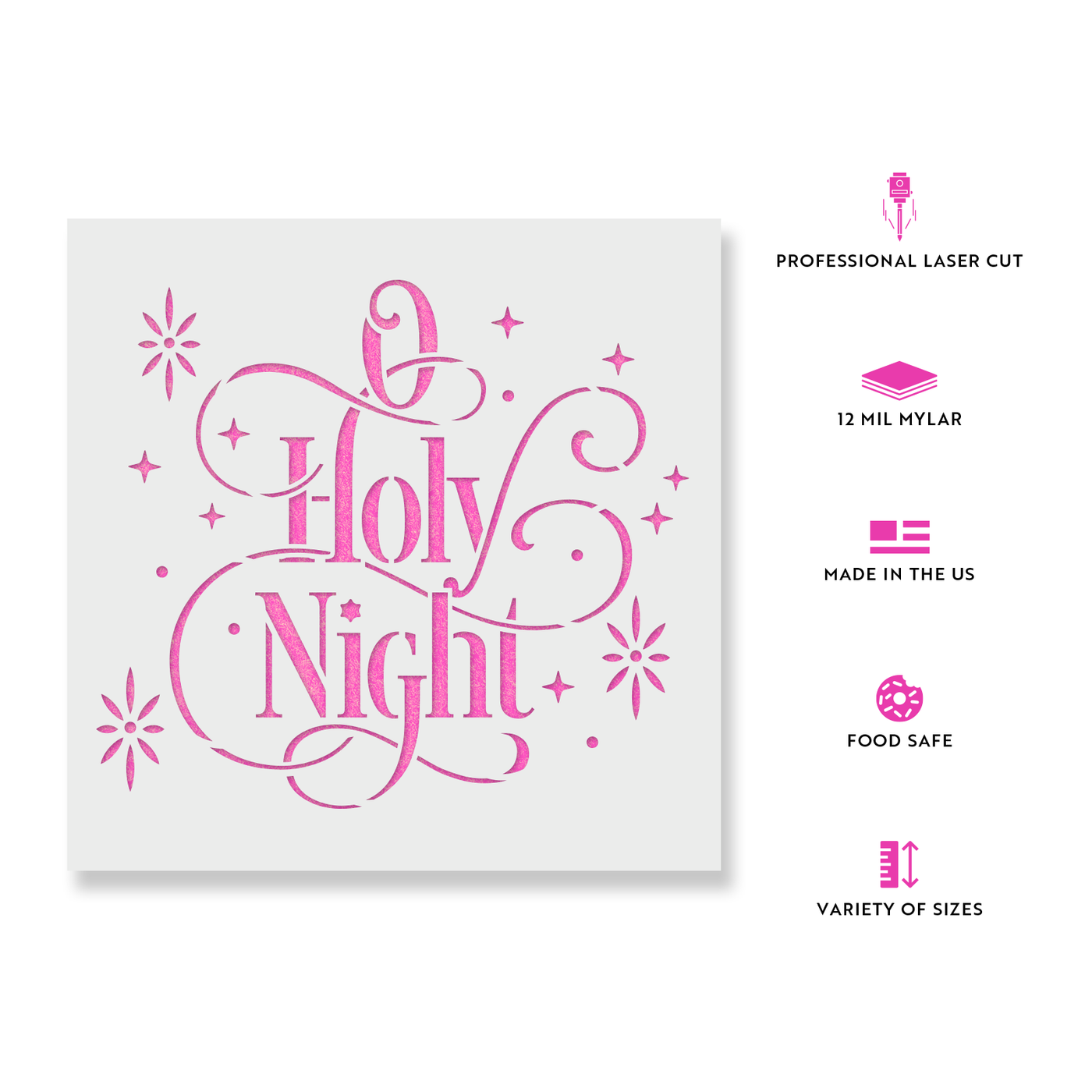 O Holy Night Stencil - Reusable Stencil for Holiday Crafting
