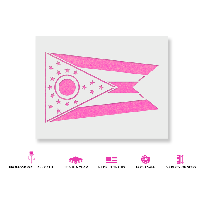 Ohio State Flag Stencil for Crafting & DIY