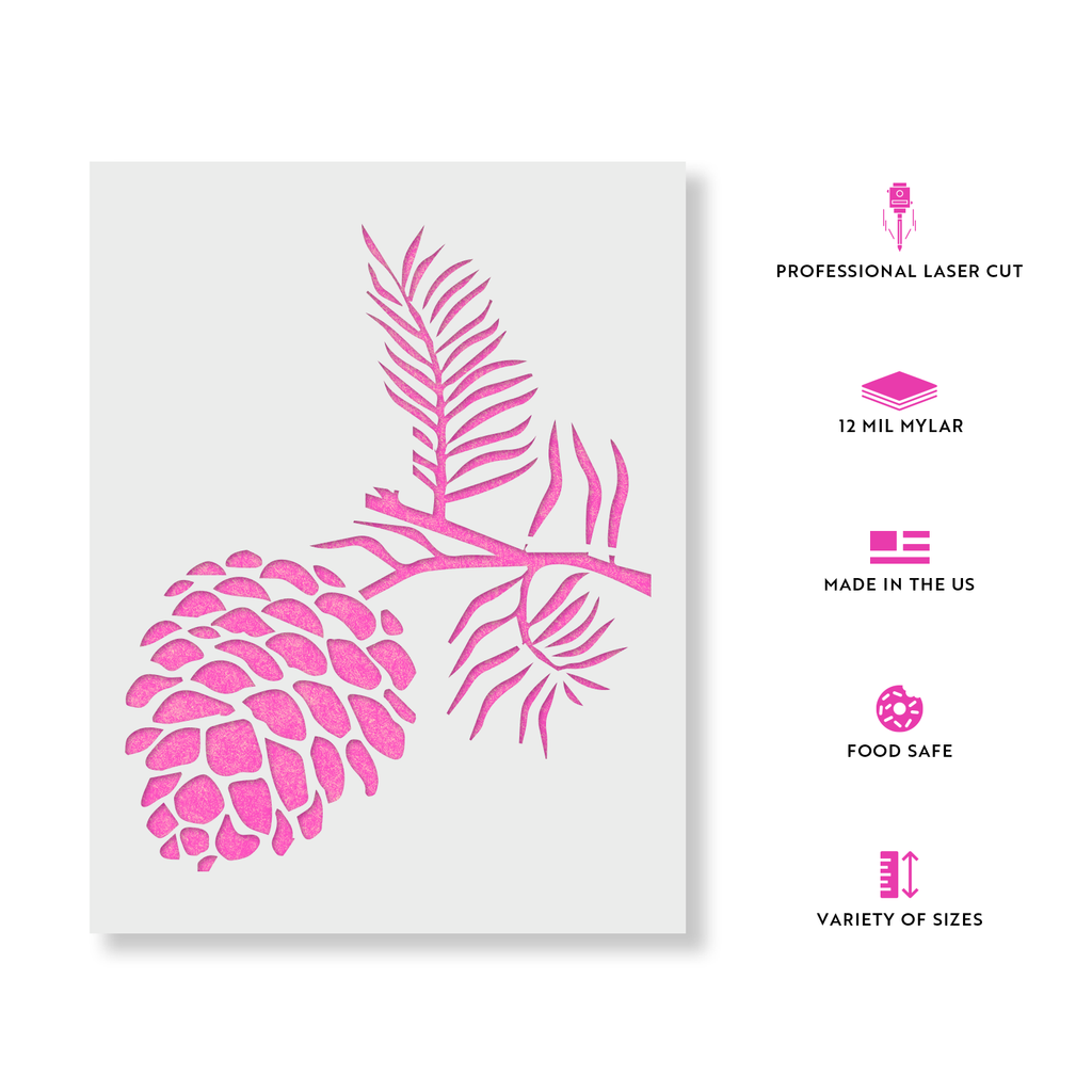 Pine Cone Stencil – Rustic Stencil Design of a Pine Cone and Needles