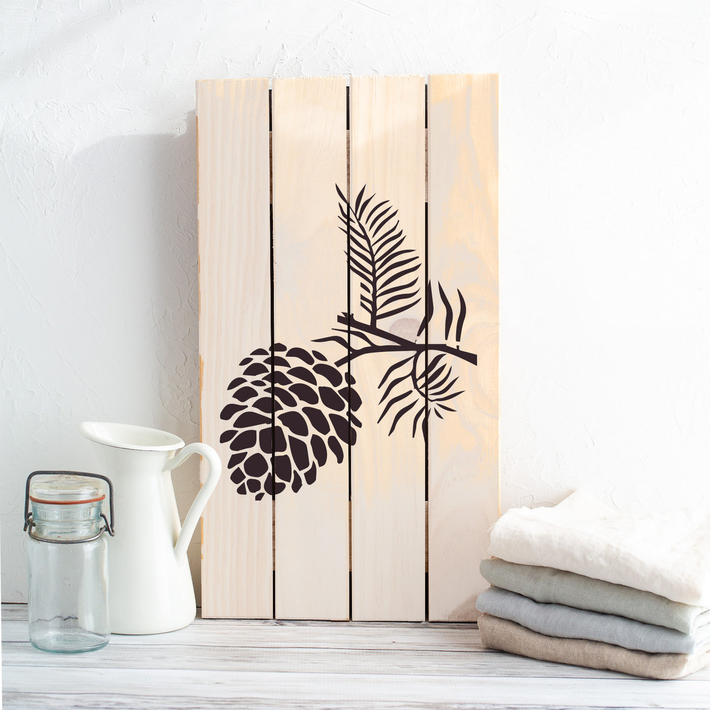 Pine Cone Stencil – Rustic Stencil Design of a Pine Cone and Needles