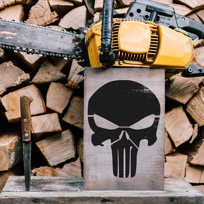 Punisher Stencil Design on Durable Mylar - Reusable Skull Stencil