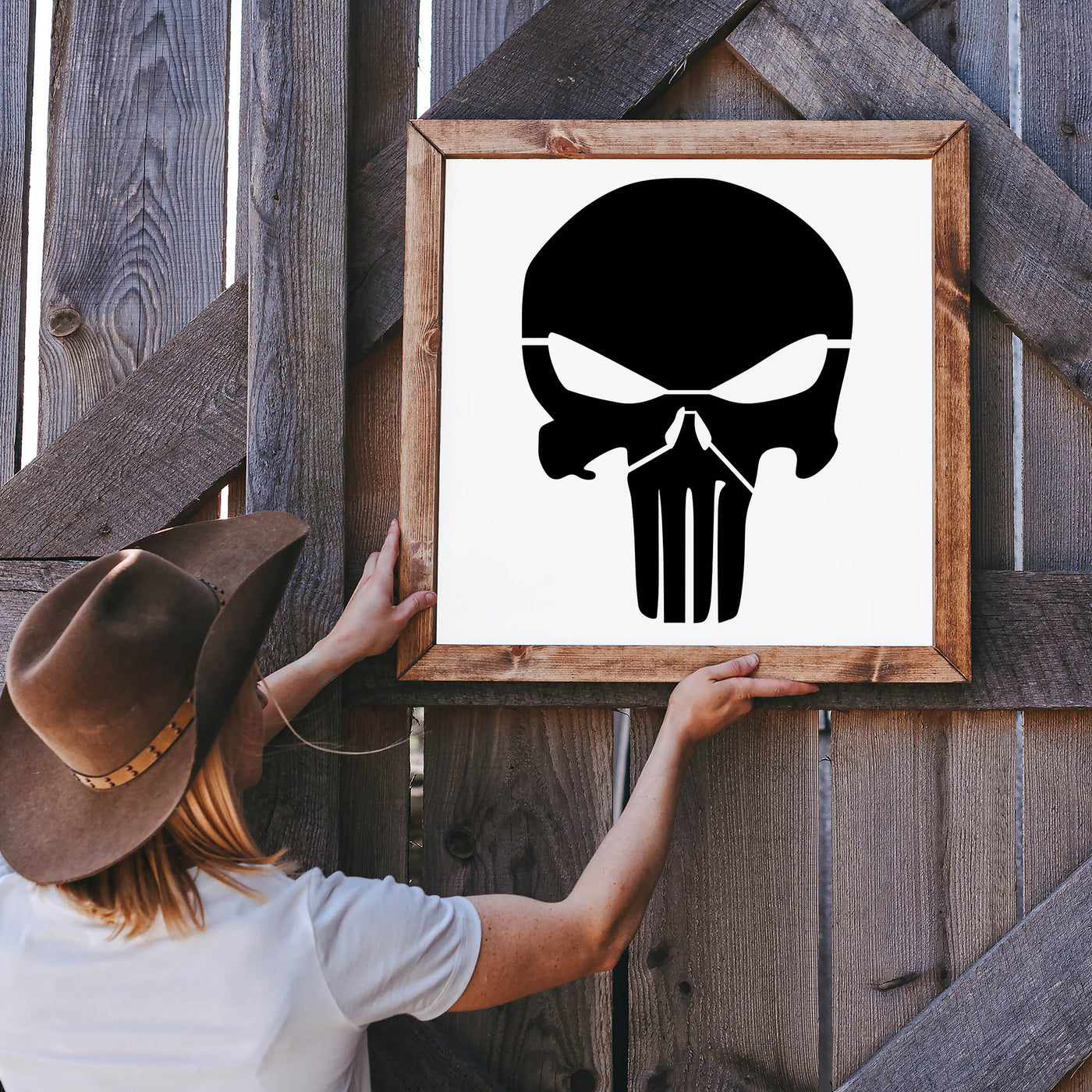 Punisher Stencil Design on Durable Mylar - Reusable Skull Stencil