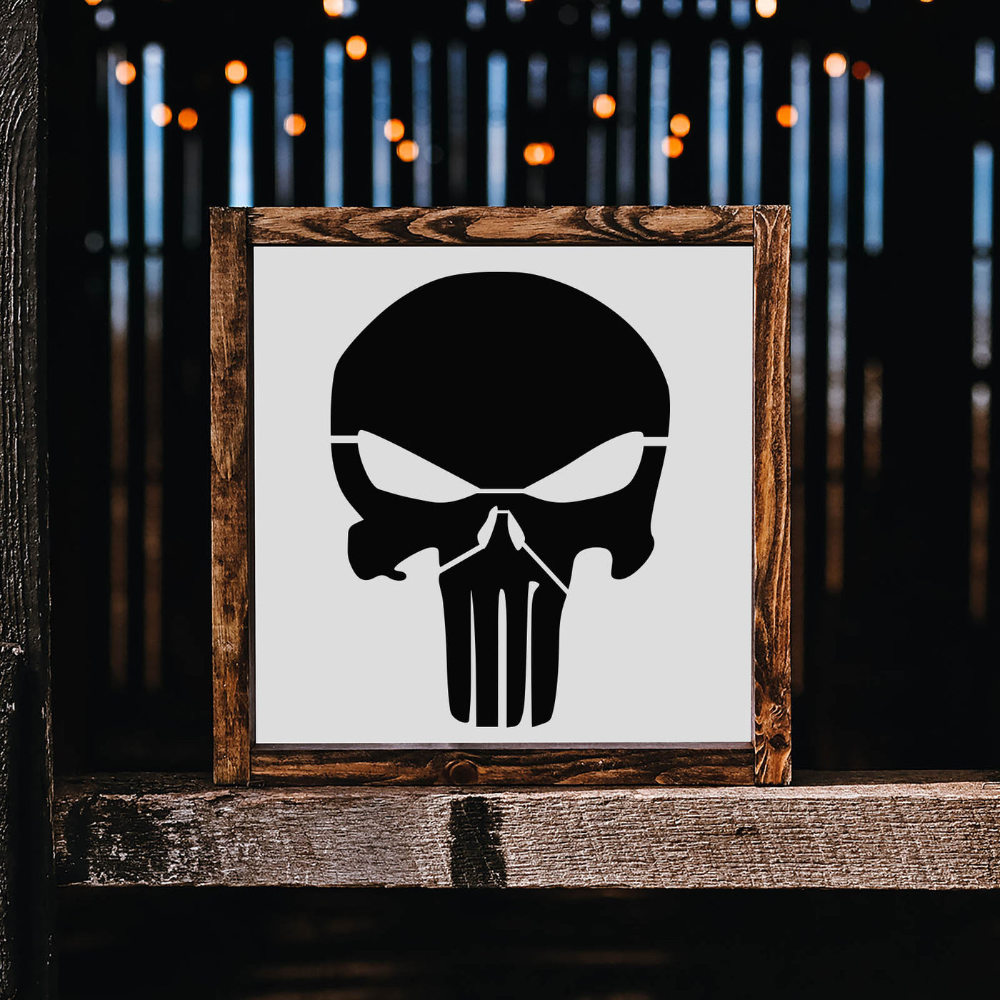 Punisher Stencil Design on Durable Mylar - Reusable Skull Stencil